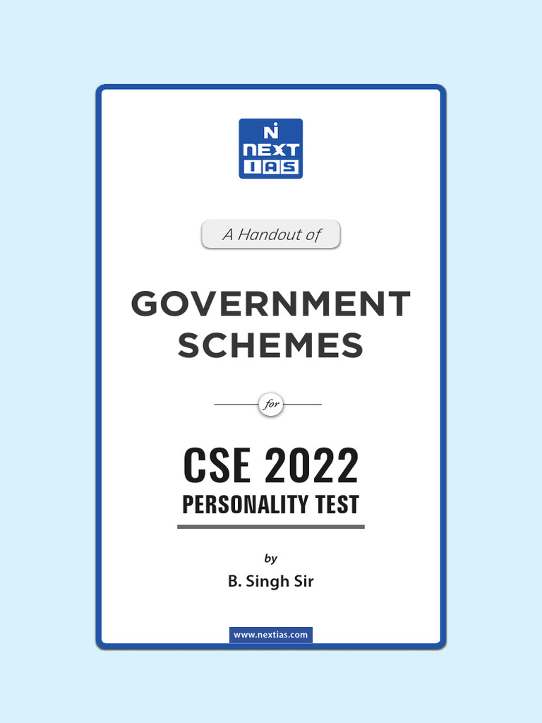 Handout - Govt Schemes - CSE 2022 Personality Test | PDF | Government ... Handout - Govt Schemes - CSE 2022 Personality Test | PDF | Government ...