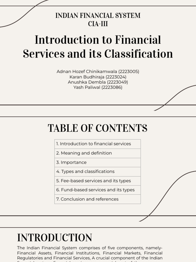 Intro to financial services | PDF