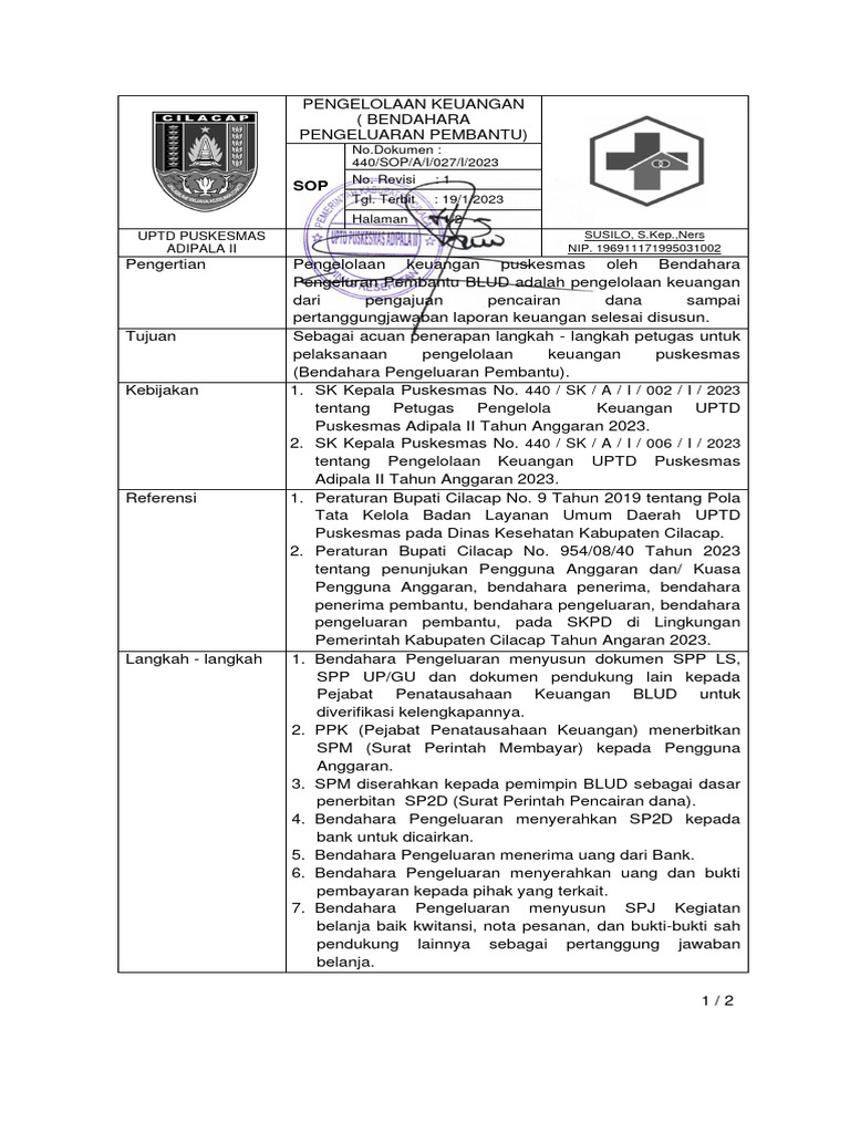 Sop Bendahara Pengeluaran | PDF