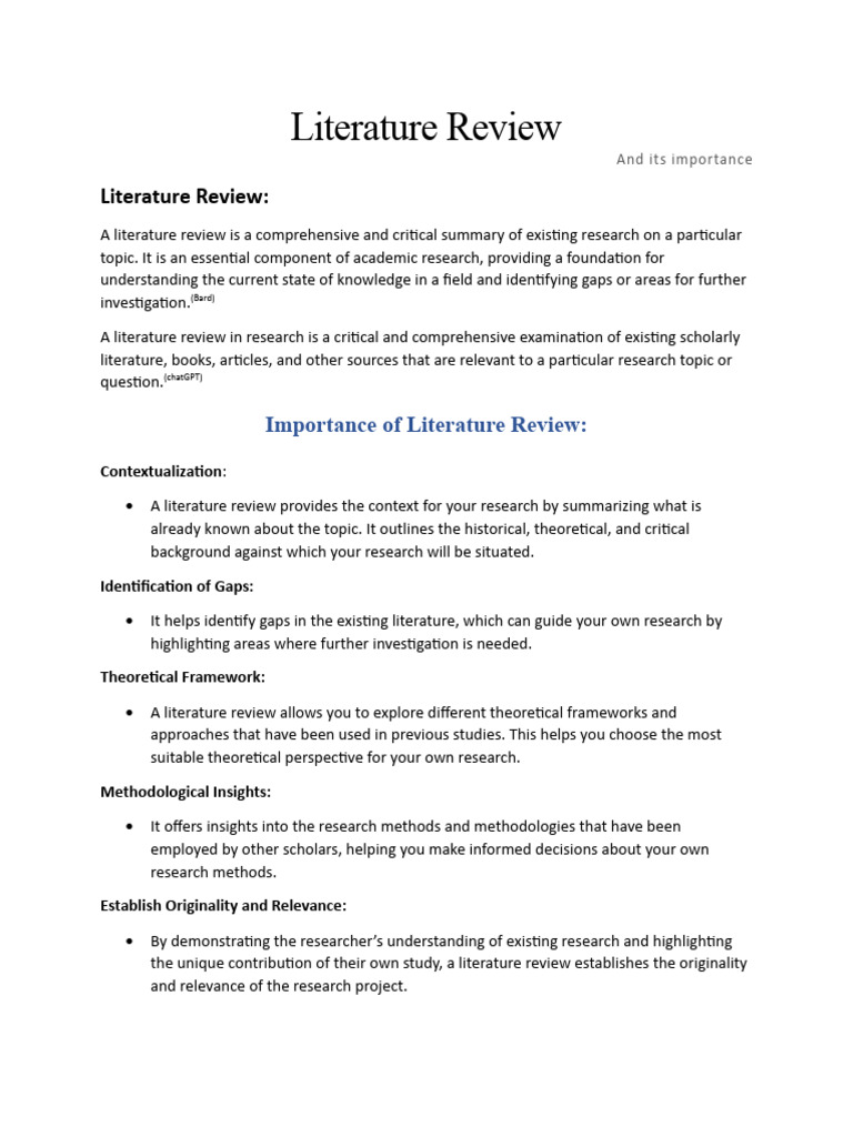 Literature Review and Its Importance | PDF