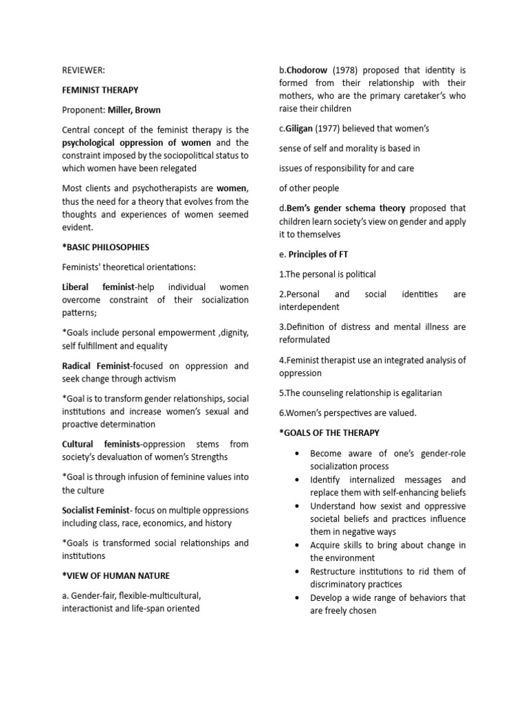 Feminist Therapy Insights | PDF | Psychotherapy | Feminism