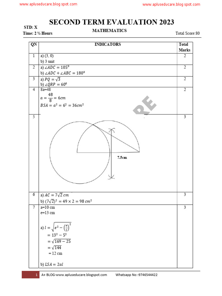 A Blog Sslc Maths Second Term 2023 24 Ans Key Em Pdf