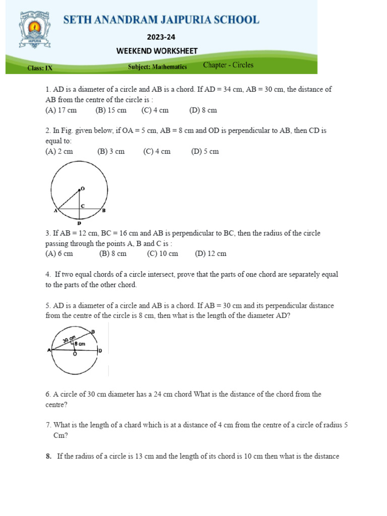 Circle Geometry Problems | PDF | Sports & Recreation | Teaching Methods ...