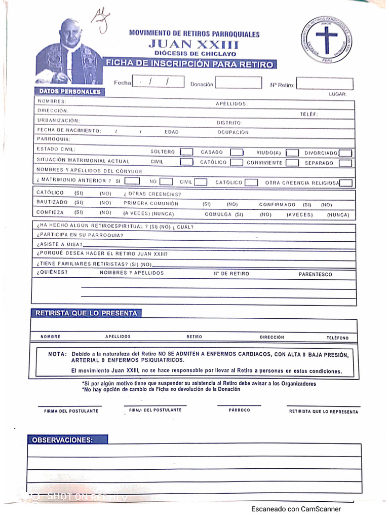 Ficha de Retiro | PDF