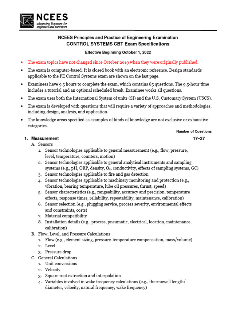 Control Systems PE Exam Specifications | PDF | Science & Mathematics ...