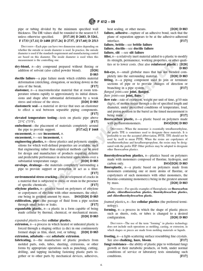 ASTM F412-2009 Standard Terminology Ralating To Plastic Piping Systems ...