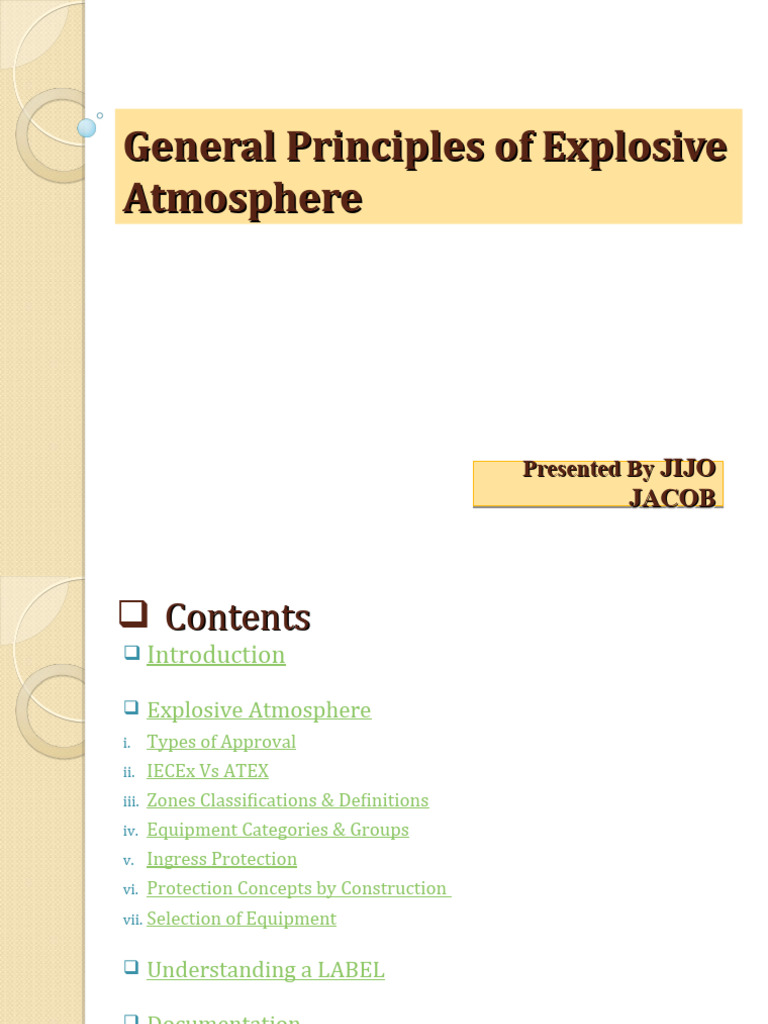 General Principles of Explosive Atmosphere - Presentation | PDF | Occupational Safety And Health ...