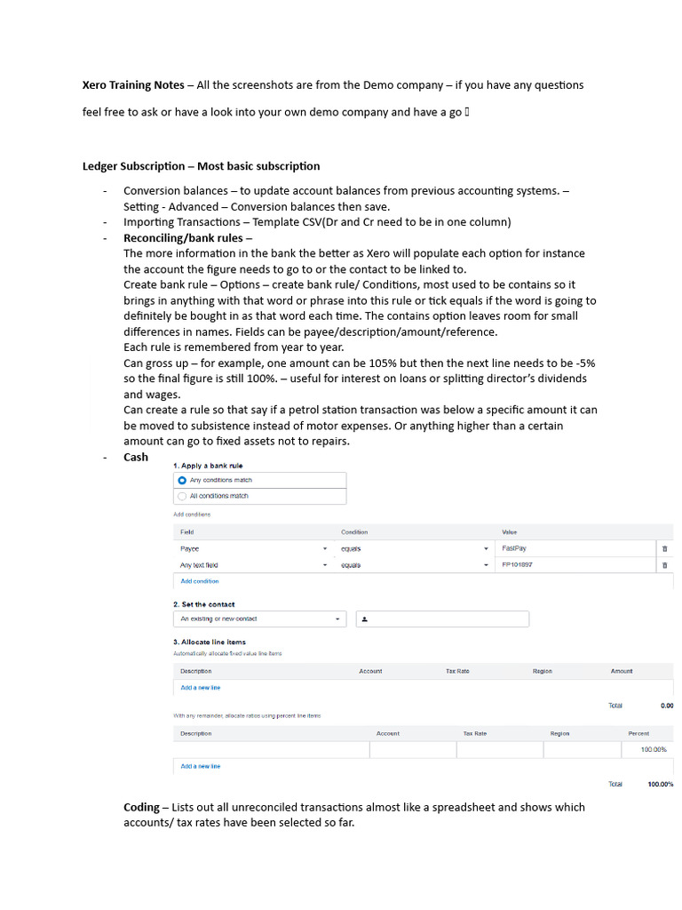 Xero Training Notes | PDF