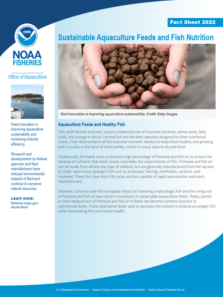 Fact Sheet Sustainable Aquaculture Feeds and Fish Nutrition | PDF