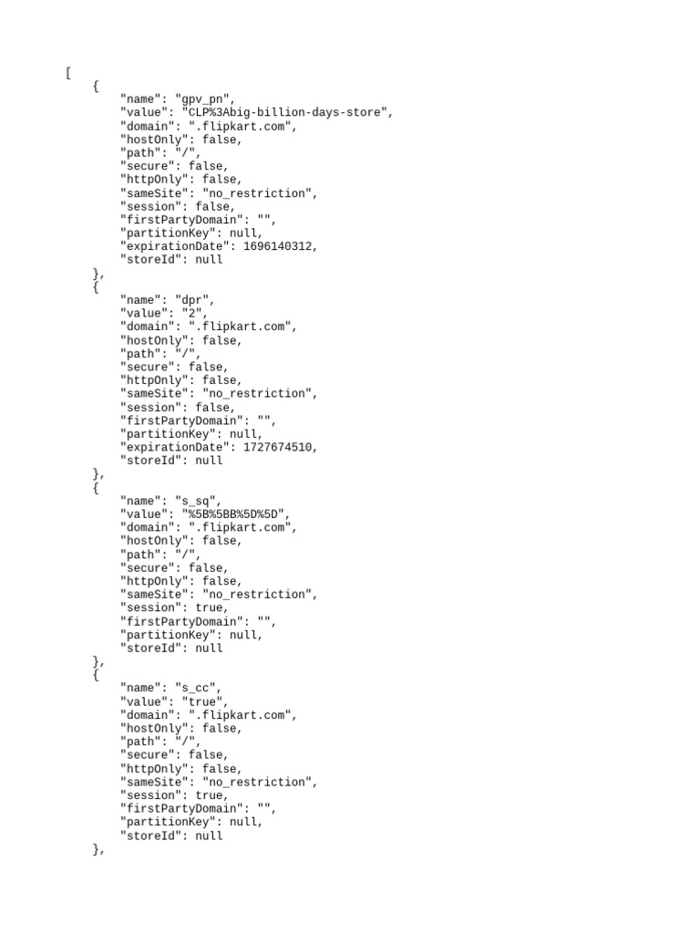 Flipkart Cookies Session | PDF | Http Cookie | Sql