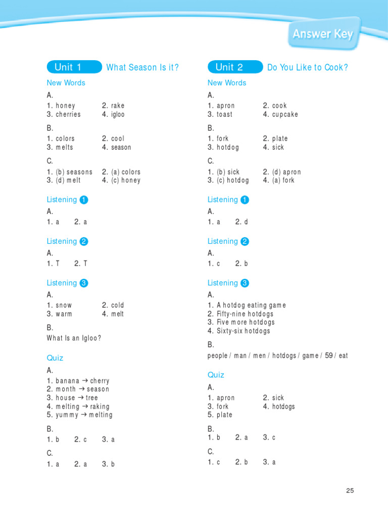 Listening Time 1 With Dictation - Answer Key | PDF