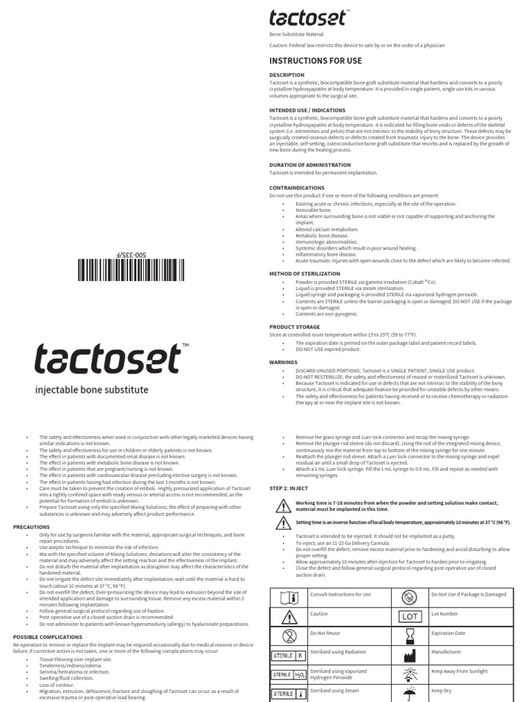 Tactoset IFU Rev.F | PDF