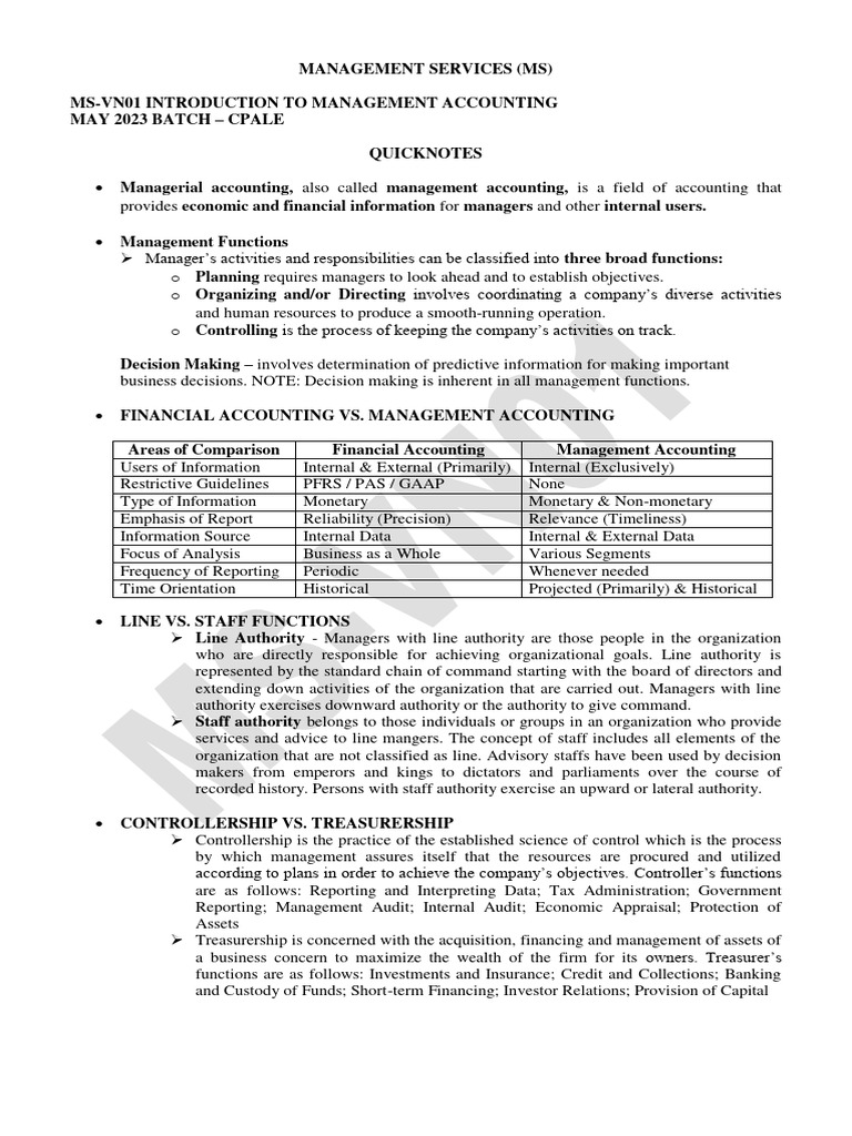 Introduction To Management Accounting | PDF | Management Accounting ...