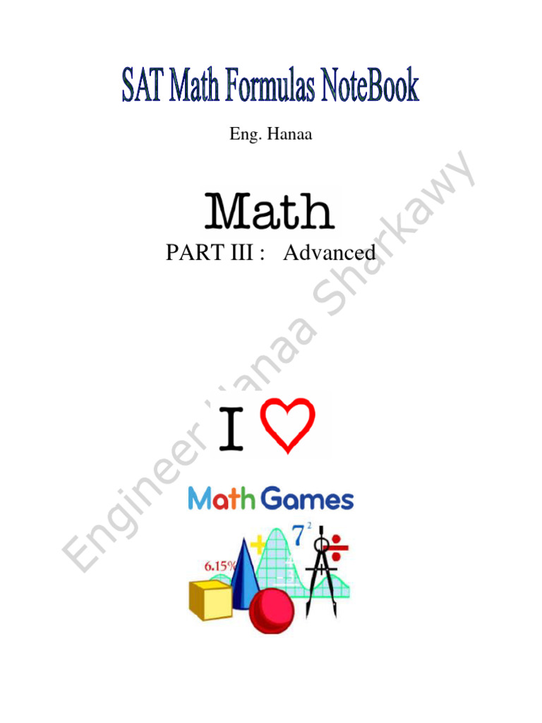 SAT Math Formulas NoteBook III Advanced 1 | PDF | Quadratic Equation ...