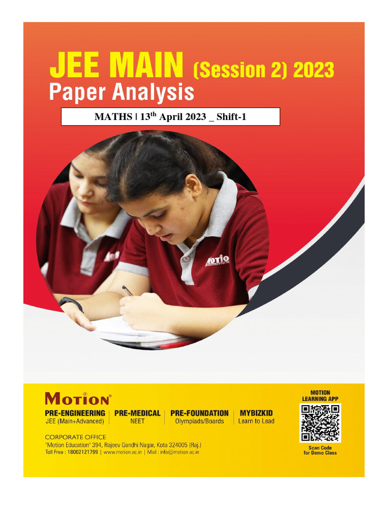 Jee Main Paper (Maths) (13-4-2023) Morning | PDF