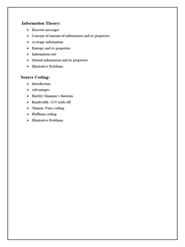 Information Theory and Source Coding Basics | PDF