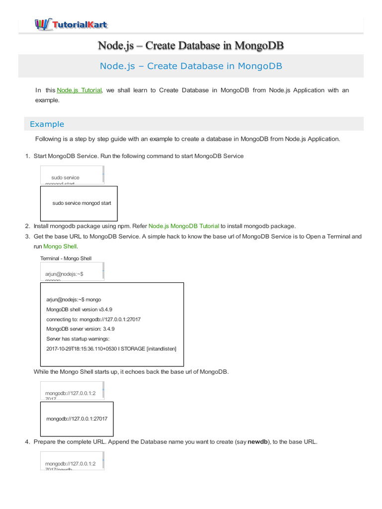 Nodejs Create Database Mongodb Free pdf.2933 | PDF | Computers