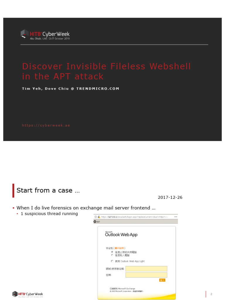 D1 COMMSEC - Discover Invisible Fileless Webshell in The APT Attack - Tim Yeh & Dove Chiu | PDF ...