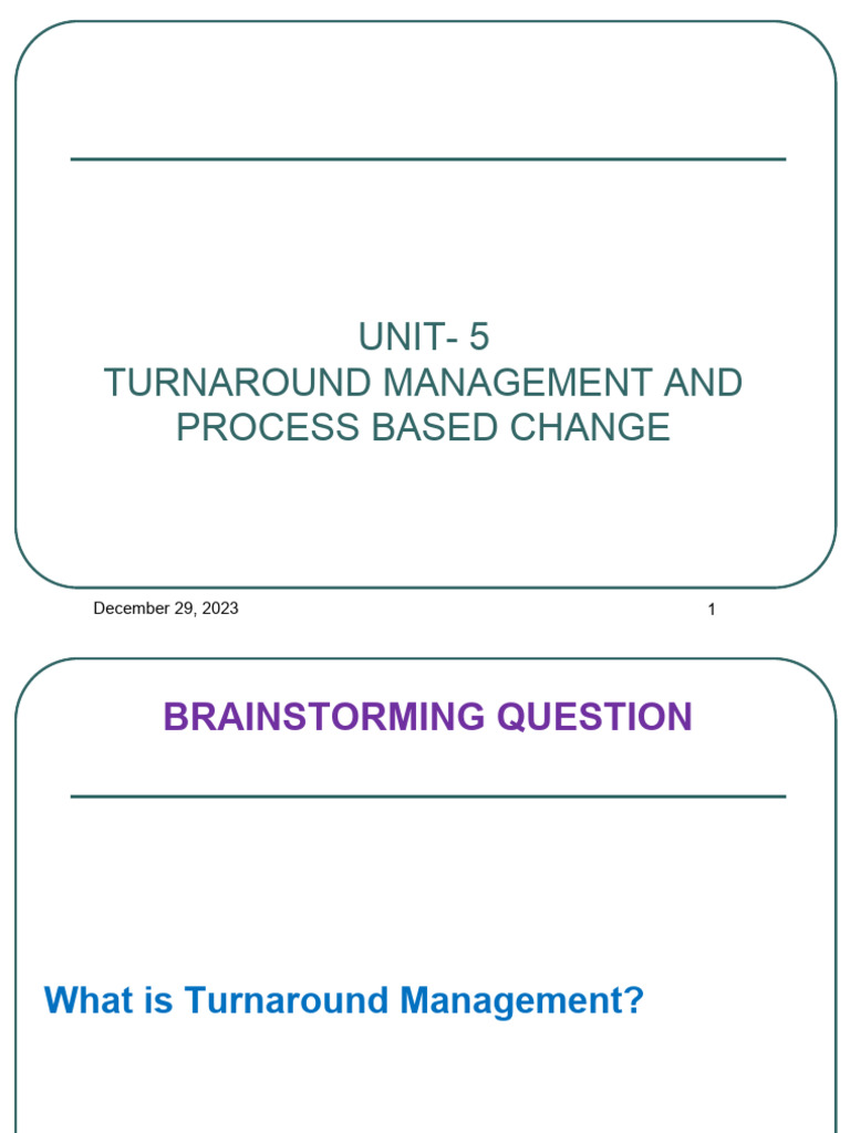 Unit 5 Turnaround Management and Process Based Change | PDF | Finance ...