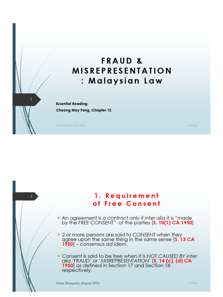 Fraud Misrepresentation - Malaysian Law | PDF | Politics | Social Science