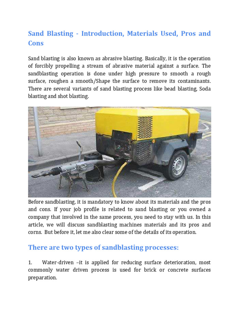Sand Blasting Introduction Materials Use Pdf Abrasive Metals