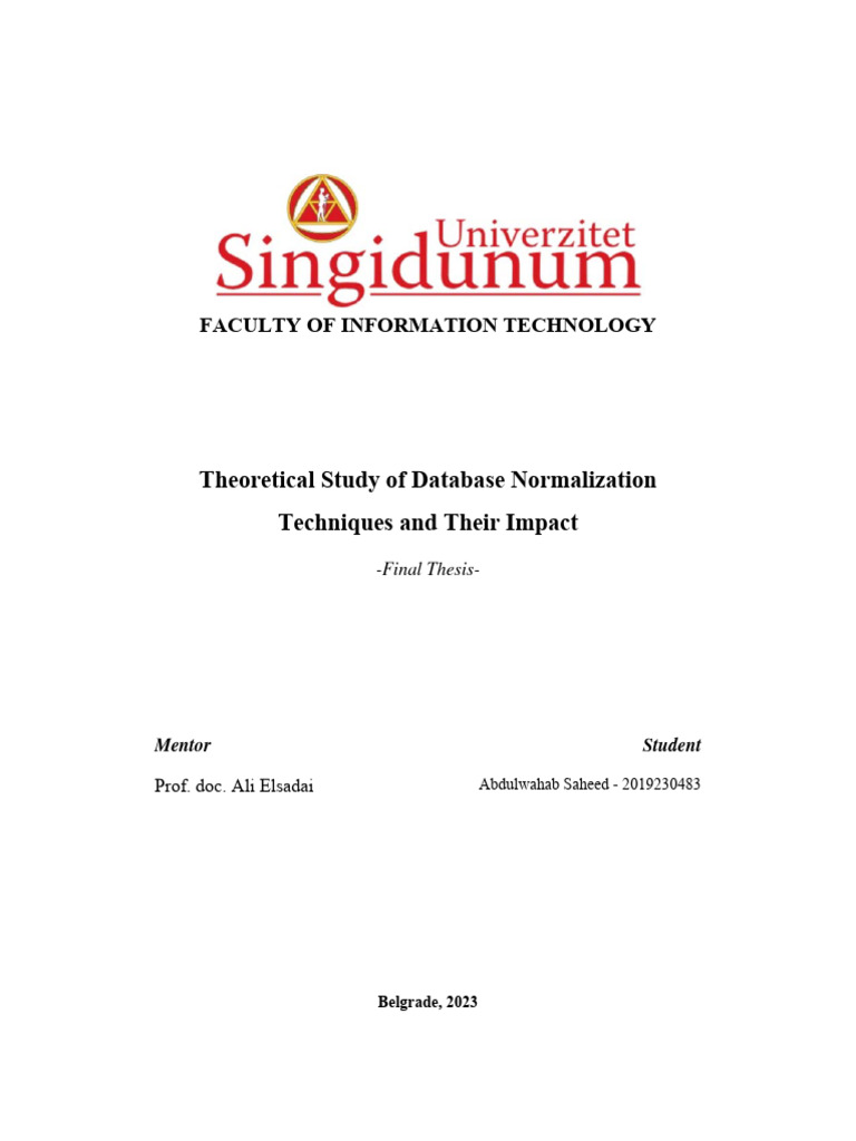 Theoretical Study of Database Normalization Techniques and Their Impact | PDF