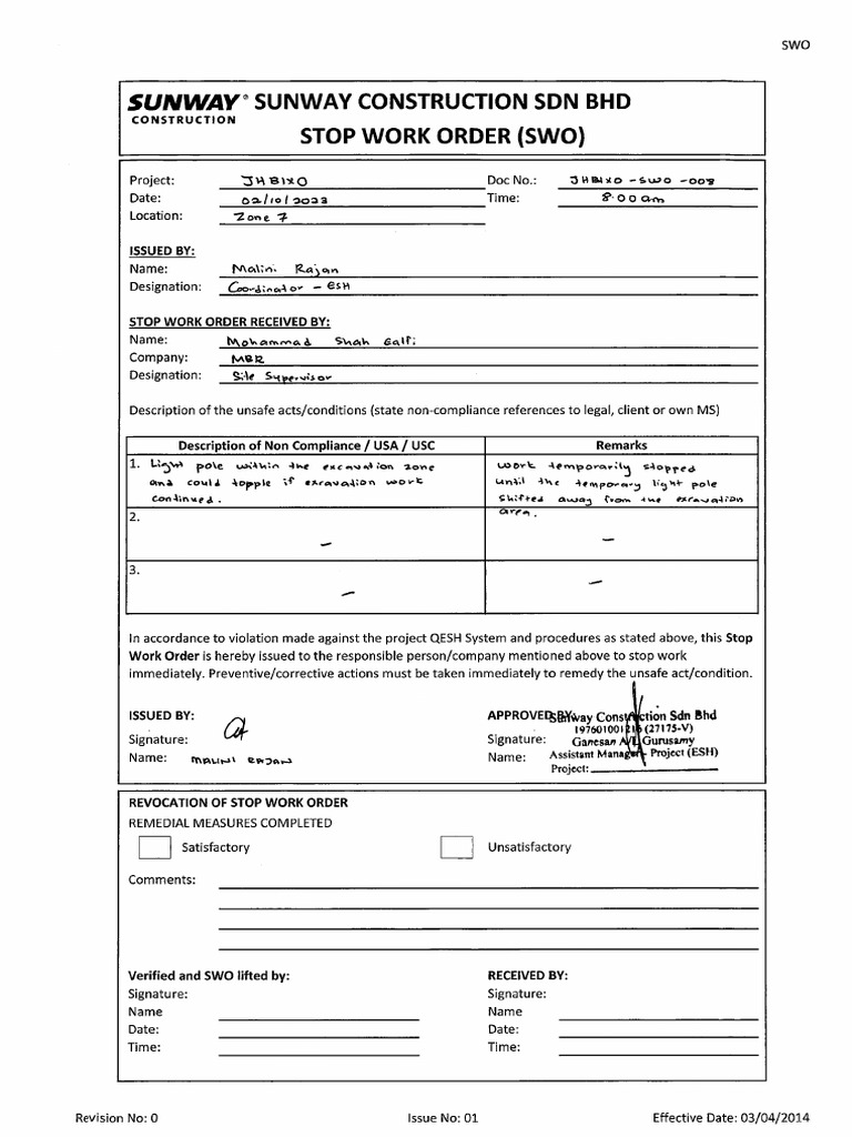 Stop Work Order | PDF