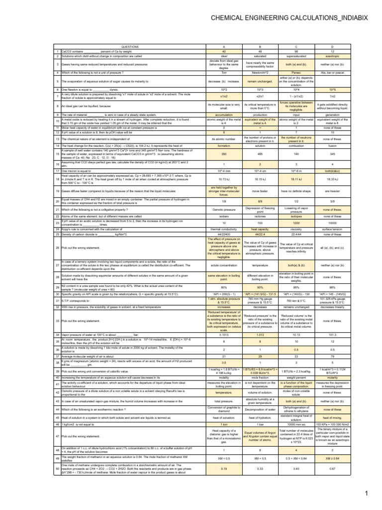 Checal Indiabix | PDF | Mole (Unit) | Pressure