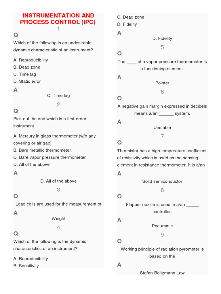 Instrumentation and Process Control (Ipc) | Download Free PDF ...