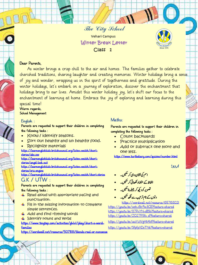 Winter Break Letter 1 | PDF | Language Mechanics | Linguistic Morphology