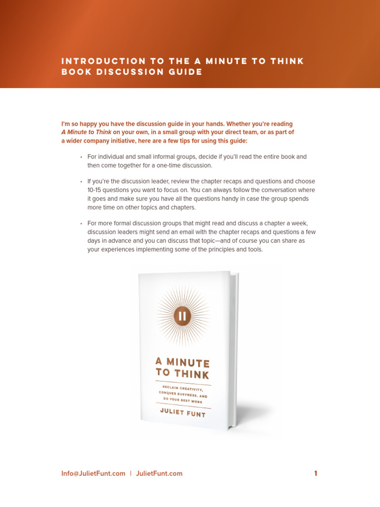 Discussion Guide for "A Minute to Think" | PDF | Communication | Thought