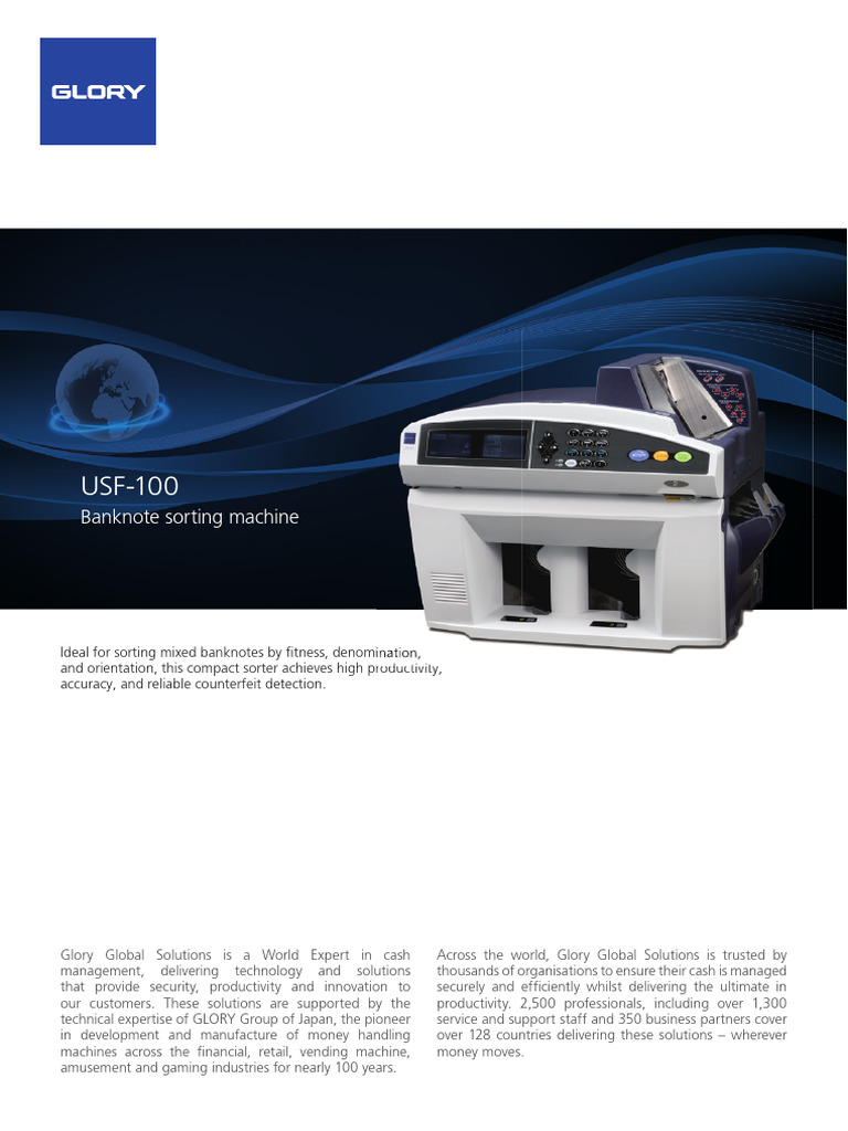 USF-100 Banknote Sorting Machine Overview | PDF | Banknote | Cash