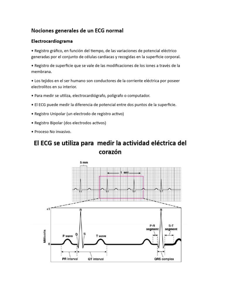Nociones Generales de Un ECG Normal | PDF | Electrocardiografia | Corazón