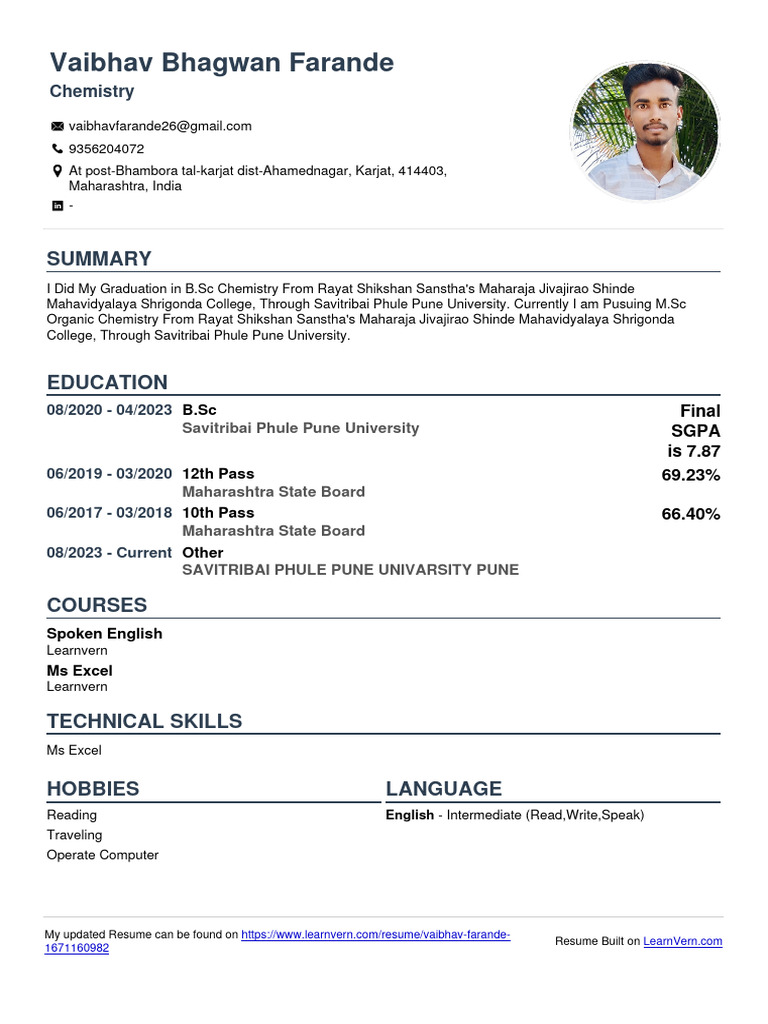 Vaibhav Bhagwan Farande: Chemistry | PDF