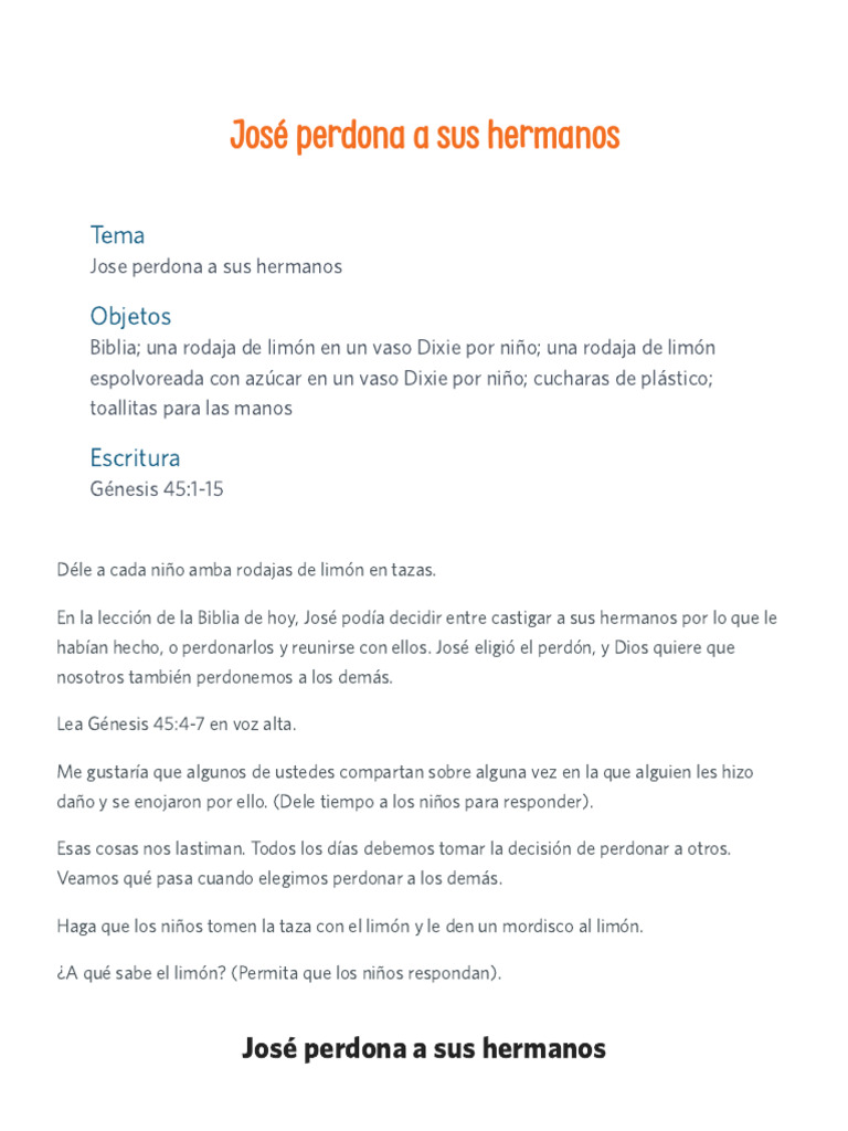 José Perdona A Sus Hermanos | PDF