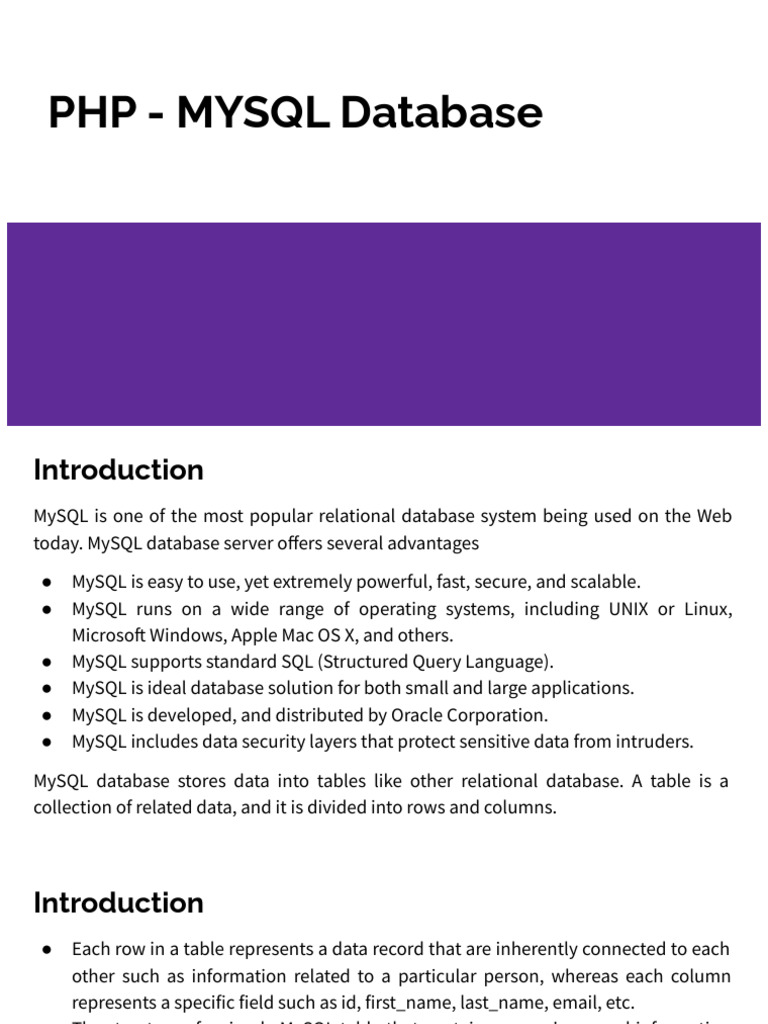 Unit-04 01 PHP MYSQL Database | PDF Unit-04 01 PHP MYSQL Database | PDF