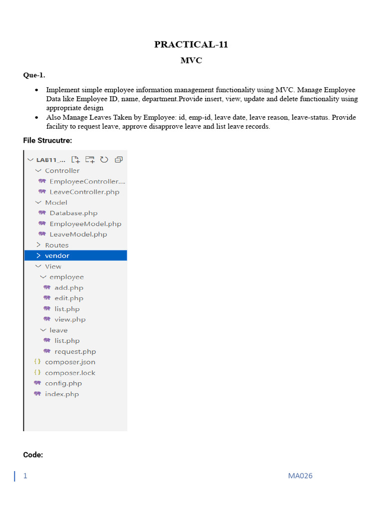 LAB11 PHP Ma026 | PDF | Databases | Model–View–Controller