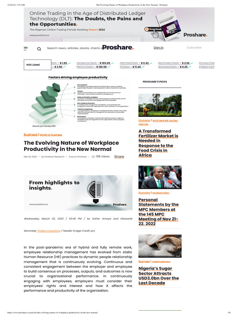 The Evolving Nature of Workplace Productivity in The New Normal ...