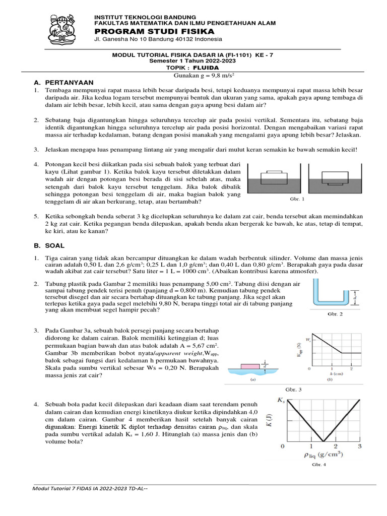 Tutorial Fisika Dasar: Fluida | PDF | Sains & Matematika