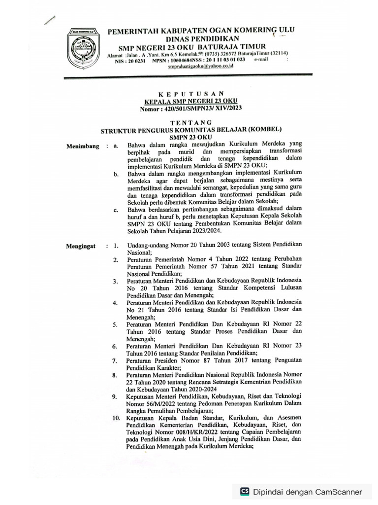 Pengurus KOMBEL (Komunitas Belajar) | PDF