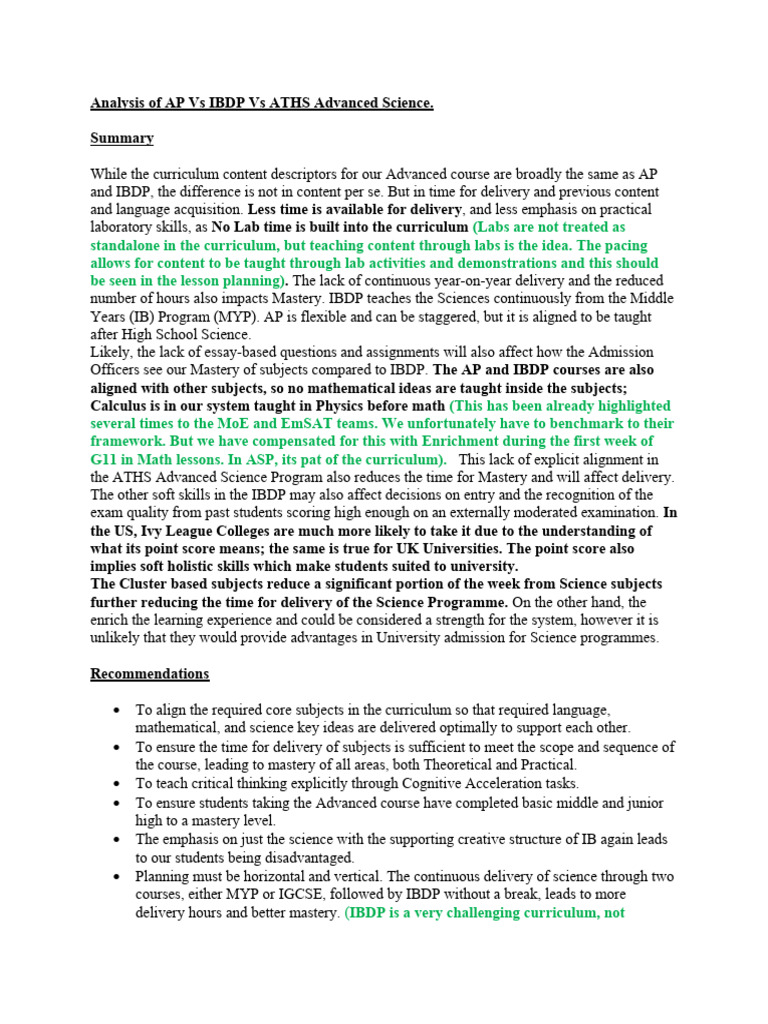 Analysis of AP Vs IB | PDF | Curriculum | Advanced Placement