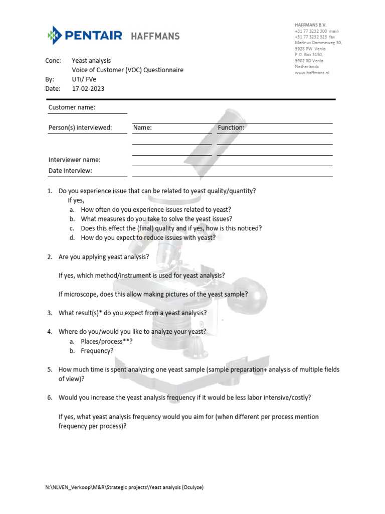 VoC Questionnaire Final English | PDF