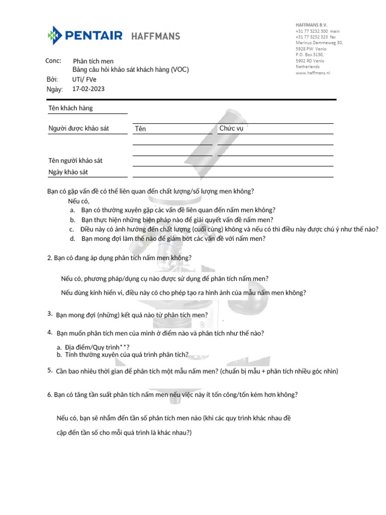 VoC Questionnaire Final | PDF