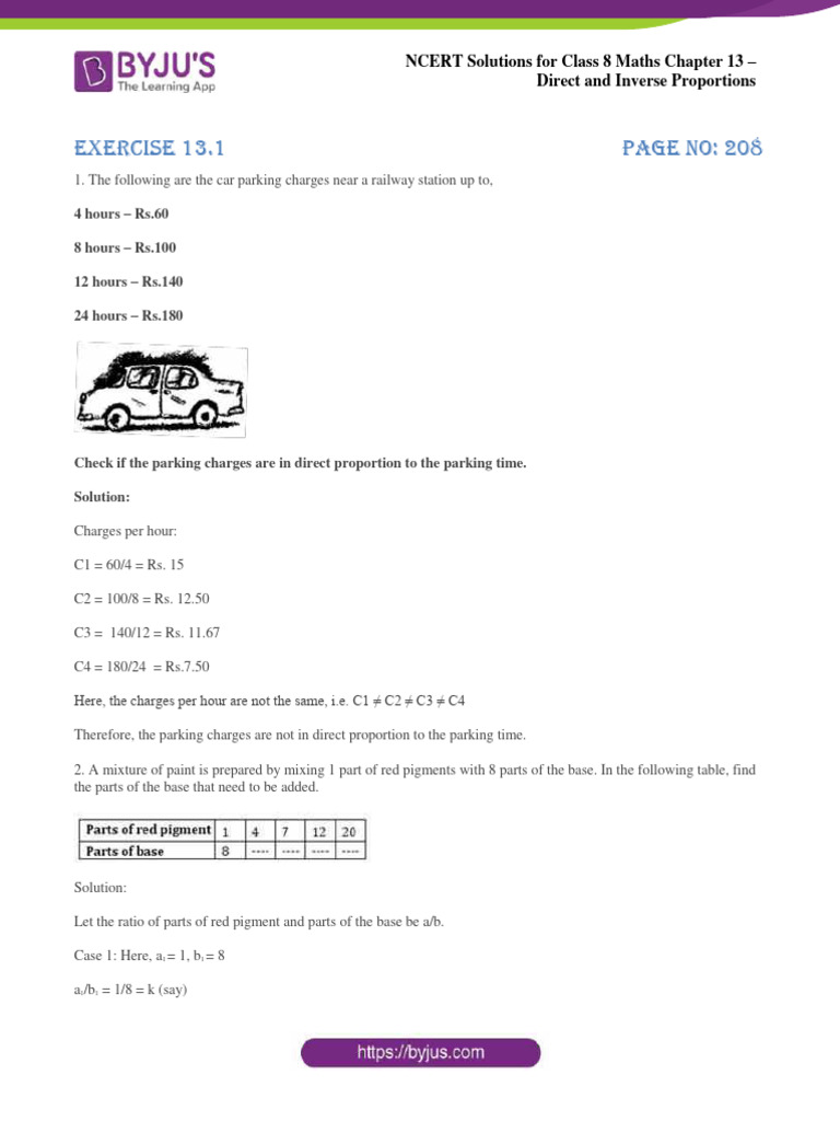NCERT Solutions For Class 8 Maths Chapter 13 Direct and Inverse ...