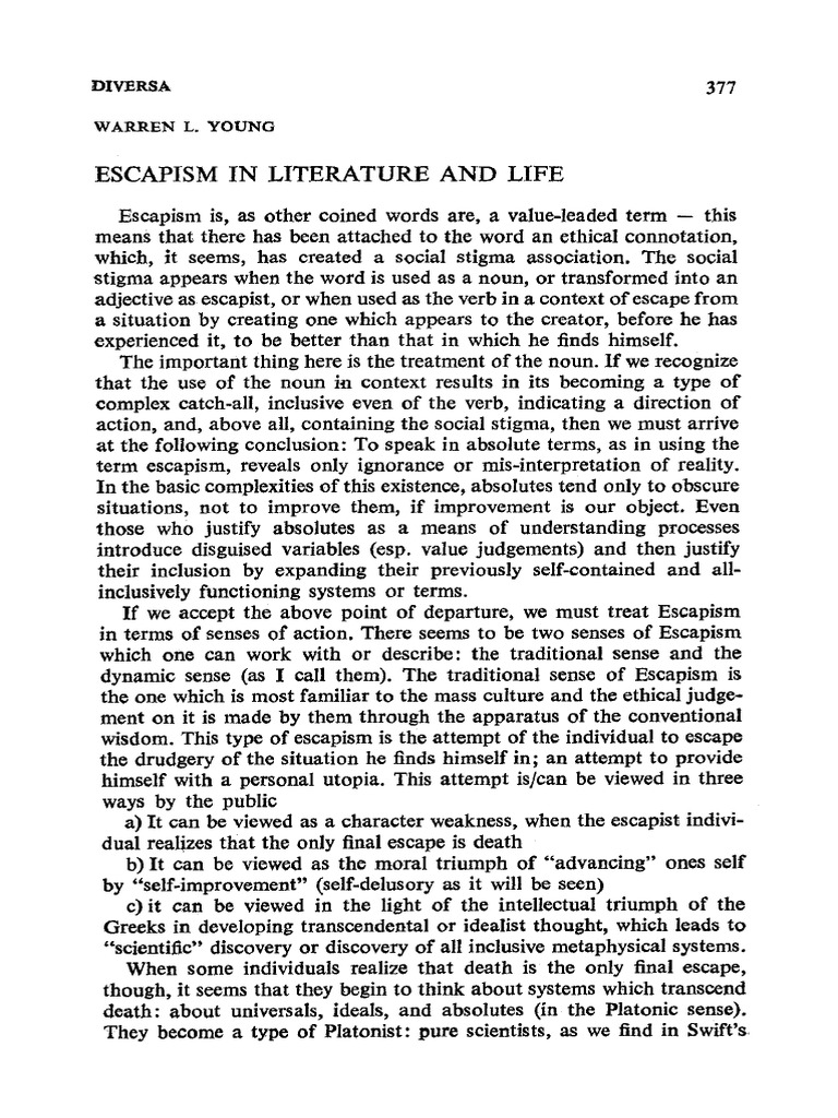 Escapism in Literature and Life | PDF