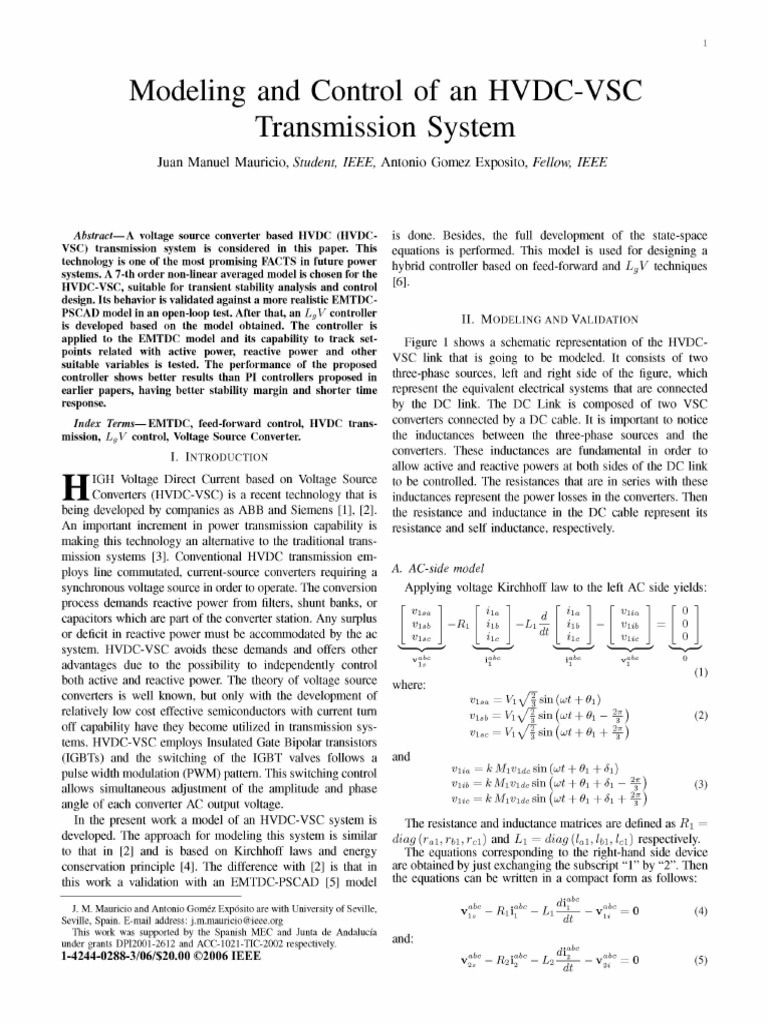 Modeling and Control of An HVDC-VSC | PDF