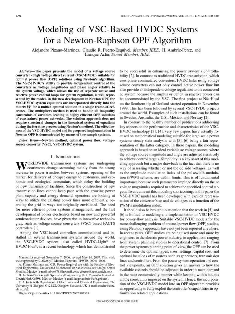 Modeling of VSC-Based HVDC Systems | PDF | Mathematical Optimization | Electrical Engineering