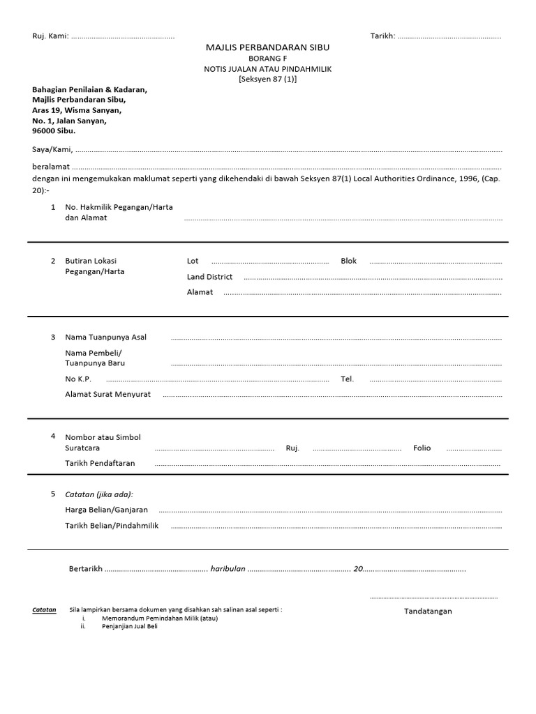 Borang F (SMC) | PDF