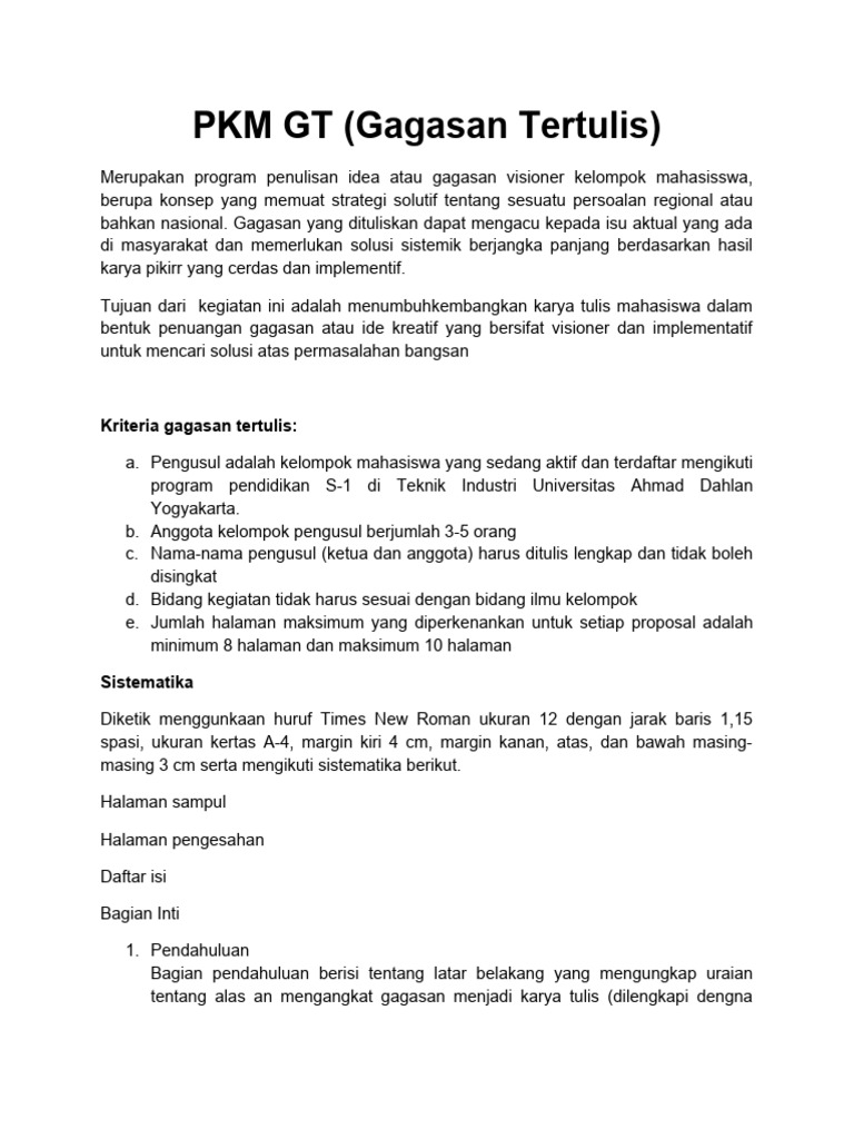 PKM GT untuk Mahasiswa Teknik | PDF