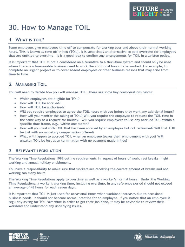 30 How To Manage Time Off in Lieu TOIL | PDF